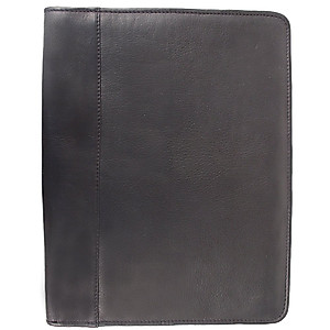 Piel Leather Zippered Padfolio, Black, One Size
