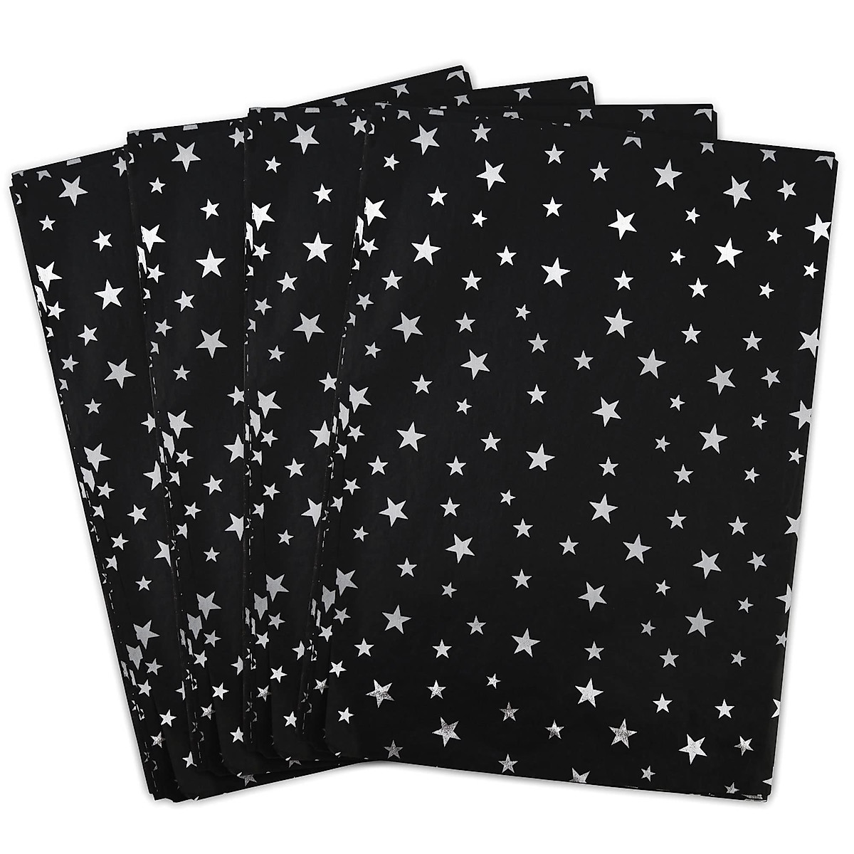 100 Sheets Black with Silver Star Tissue Paper,Black Silver Tissue Paper for Gift Bags,Silver Gift Wrapping Tissue for Halloween Christmas,Wedding,Birthday,14 x 20 Inch