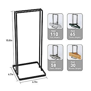 Hanger Organizer Stacker 2 Pack, Hanger Storage Stand Holds Up to 110 Wire Clothes Hangers for Closet Laundry Room, Metal Stand Hanger Holder Rack for Children Adults Clothes Hangers, Black