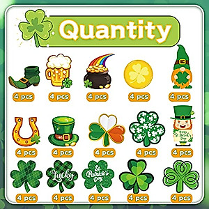Joy Bang St Patricks Day Cutouts 60 PCS Paper Shamrock Cutouts for Crafts St. Patrick's Day Shamrock Leprechaun Cutouts for Classroom Bulletin Board Decorations