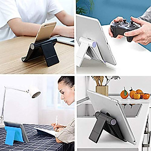 VOVIGGOL 2 Pack Cell Phone Stand for Desk, Foldable Cell Phone Holder Mobile Stand Phone Dock, Adjustable Tablet Stand Holder Compatible with iPhone 12 iPhone 11 Pro Xs X 8 iPad Samsung (Black)