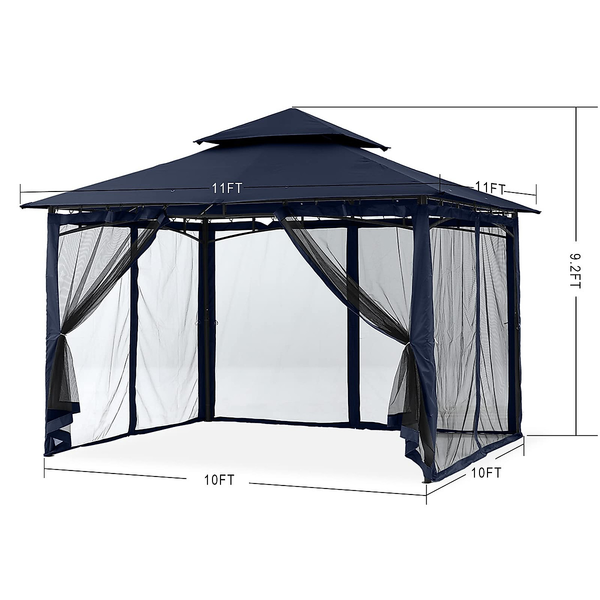 MASTERCANOPY Outdoor Garden Gazebo for Patios with Stable Steel Frame and Netting Walls (10x10,Navy Blue)