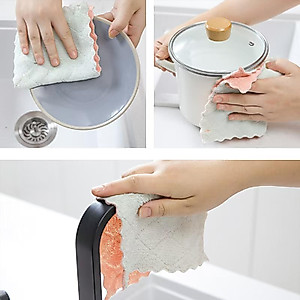 24 Pack Kitchen Dish Cloths Dish Towels, Super Soft and Absorbent Coral Fleece Cloth, Coral Velvet Microfiber Cleaning Cloth, Nonstick Oil Washable Fast Drying Dish Rags for Clean Table, Dish, Glass.