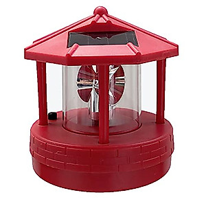 Erthree Garden Solar Lights, Outdoor LED Solar Lighthouse, Durable Rotatable Waterproof Solar Lights for Pathway (red - L)