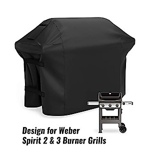 NUPICK 7106 for Weber Spirit 2 & 3 Burner Grill, 52 Inch Grill Cover for Spirit 210/310, Spirit II E210/E310, Fits for Spirit 200 & 300 Series Gas Grill, Come with 3-Side Grill Brush