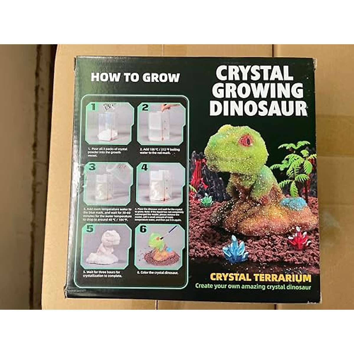 Dinosaur Crystal Growing Kit - STEM Science Experiment for Kids Ages 8-12, Grow Your Own Crystal Terrarium, DIY Gift for Christmas or Birthdays
