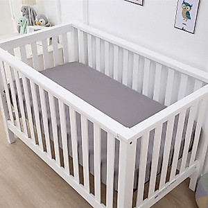 Belsden 3 Pack Microfiber Durable Crib Sheets Fitted, Silky Soft Smooth Breathable Baby Sheets Set for Boys Girls, 28''x 52'' Fits Standard Crib and Toddler Mattresses, White + Gray + Lt Gray