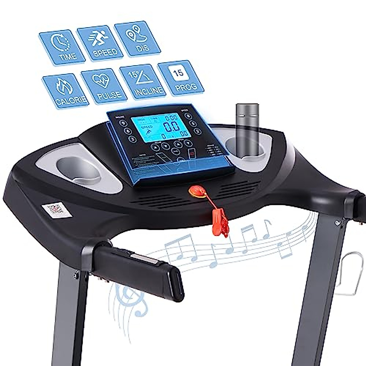 HUAGEED Treadmill for Home with 15% Auto Incline, 0.5-10 MPH Speed, Foldable Treadmills with APP, Speaker, 18" Wide Belt, 15 Programs, Smart Running Machine for Apartment Walking and Jogging, 2.5HP