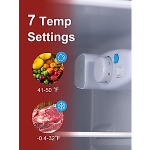 KRIB BLING 3.5 Cu.Ft Refrigerator 2 Door 7 Level Adjustable Thermostat Control Top-Freezer Refrigerator Lock Fresh Energy Saving Red (KB03-FLS-80G-RED)