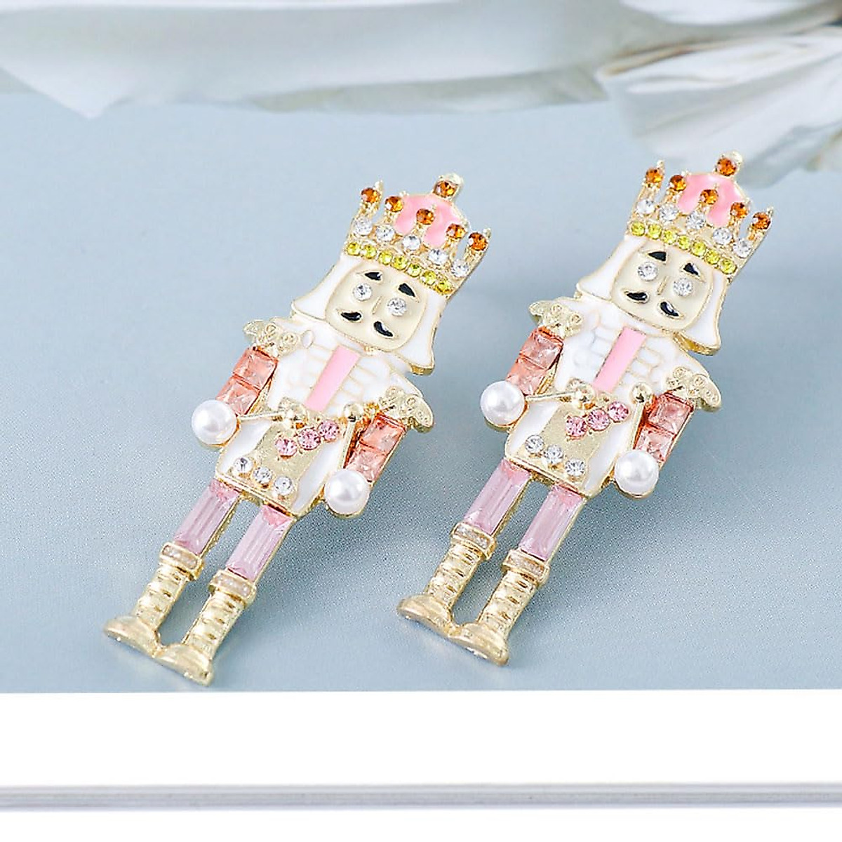 PASOLABE Christmas Earrings Nutcracker Stud Earrings Christmas Pierced Earrings for Women Girls Holiday Earrings Nutcracker Jewelry Christmas Stud Earrings for Christmas Gifts