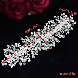 WONRLUA Pearl Bridal Headband, Wedding Headpiece for Bride, Rhinestone Bridal Hair Accessories