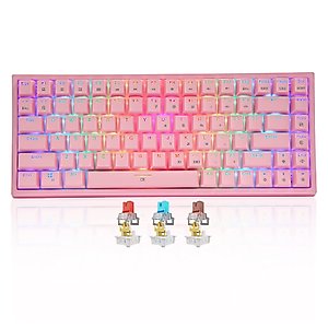OKKID Mechanical Keyboard 60%, Wired Bluetooth Gaming Keyboard, Red Switches, RGB Backlight, CQ84 Wired Keyboard, 84 Keys, for Windows PC, Mac,Smartphone