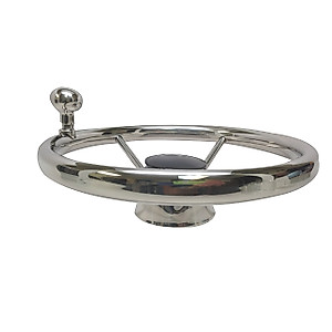 Marine Boat 5 Spoke Steering Wheel W/Turning KNOB 13 1/2" Dia Stainless Steel