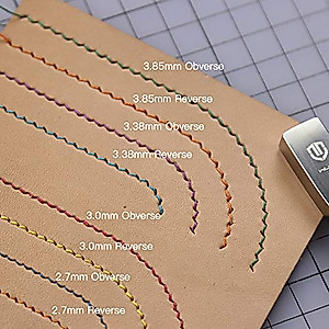 WUTA Sharp French Style Pricking Iron Leather Chisel All-Polished Punching Tool Kits,Obverse 3.85 mm 2 Teeth+8 Teeth