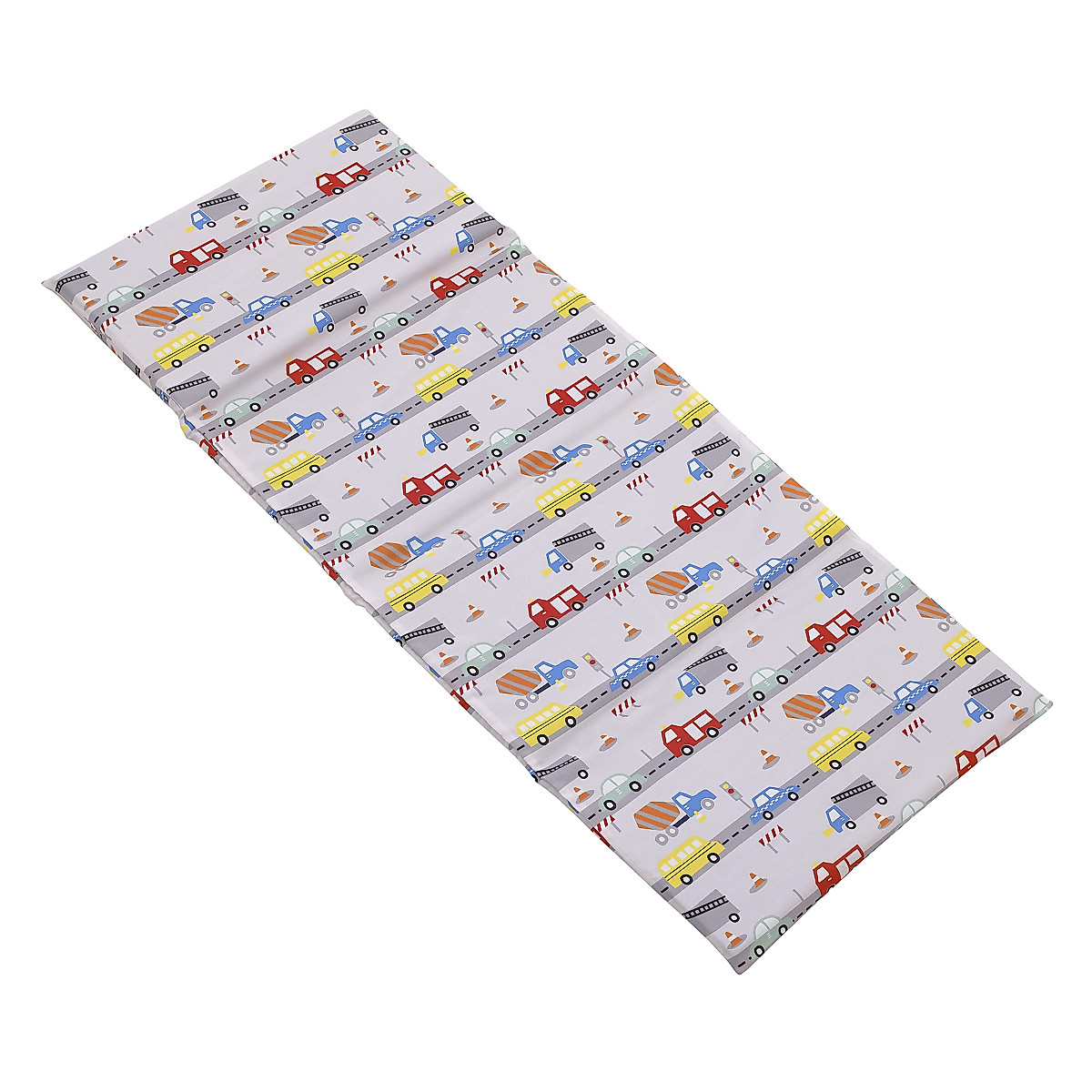 Everything Kids Construction, Bus, Truck, and Car Red, Yellow, and Blue Preschool Nap Pad Sheet