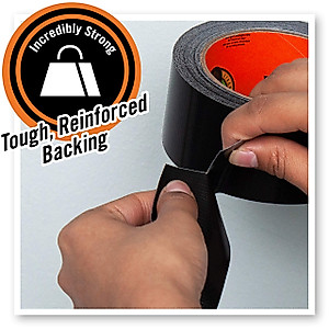 Gorilla Black Duct Tape, 1.88" x 12 yd, Black, (Pack of 6)