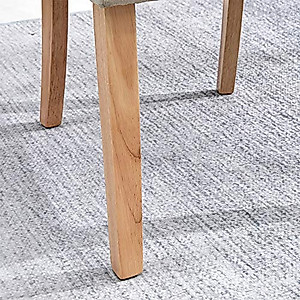 Ansley&HosHo 4 Dining Chair with Arms Modern Tufted Upholstered Accent Chair Dining Set Solid Wood Legs Living Room Armchair Side Chair for Home Kitchen Dining Receiving Restaurant Nailed Trim, Beige