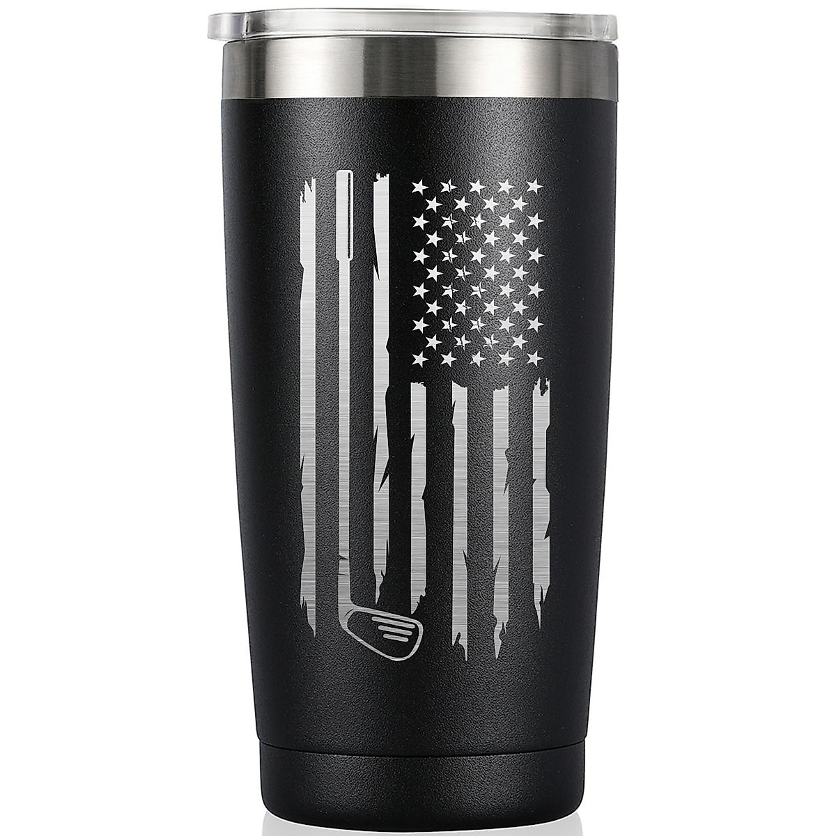 Golf Gifts for Men Dad, Grandpa, Uncle, Him, Husband - Valentines Day Golf Lover Unique Coffee Cup with American Flag - Fathers Day Gift- 20oz Stainless Steel Double Wall Insulated Golfer Tumbler