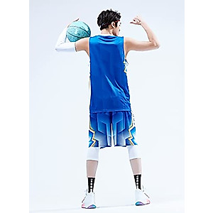 Topeter Men’s Basketball Jersey and Shorts Team Uniform with Pockets Sportswear Uniform Blue 2XL