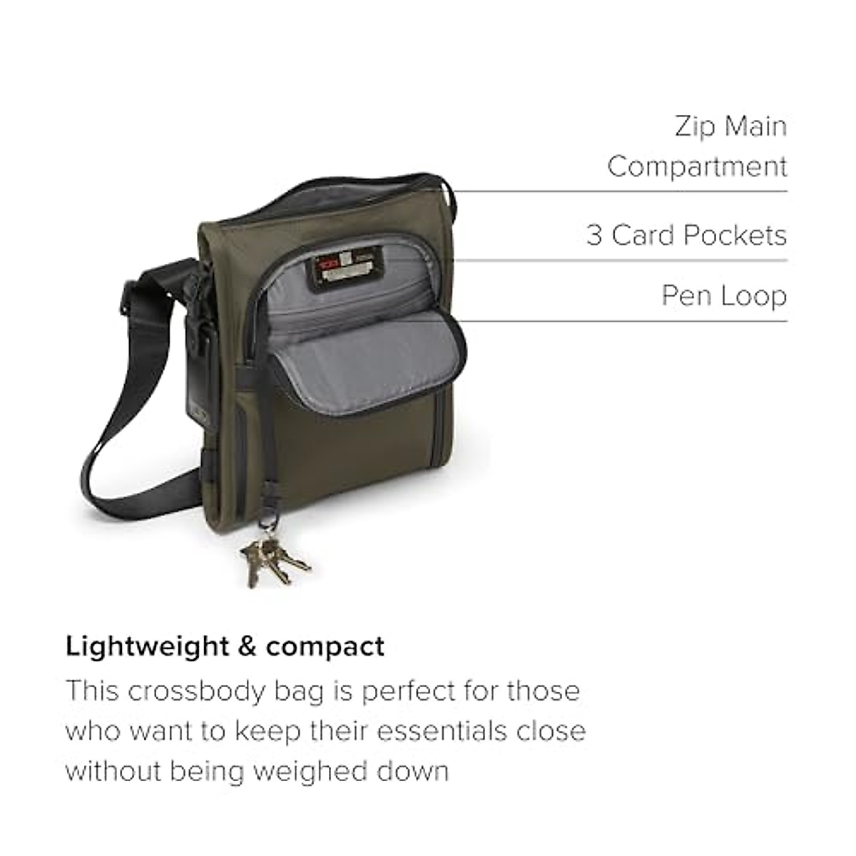 TUMI Alpha Pocket Bag - Women's & Men's Everyday Crossbody Bag - Includes Adjustable Shoulder Strap - For Business & Travel - Olive Night