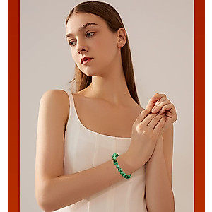 SONNYX 3Pcs 8mm Semi-Precious Gemstones Beaded Bracelets for Women Men Healing Crystal Stone Bracelet Stretch Round Beaded Elastic Bracelets Unisex Jewelry Gifts(GREEN)