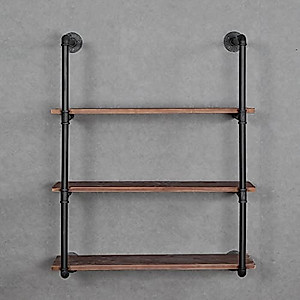 RZGY Industrial Floating Shelves Wall Mount, 3-Tiers Wall Mount Bookshelf Pipe Wall Shelf DIY Storage Shelving, Rustic Pipe Shelving Unit,Wall Book Shelf for Home Organizer