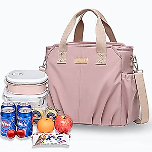 Weitars Lunch Bag For Women Lunch Bag For Work Lunch Box For Women,Insulated Lunch Cooler Purse Lunch Tote,Wide-Open Lunch Box With Shoulder Strap,Multi-Pockets,Lunch Bag For Picnic Beach Hiking