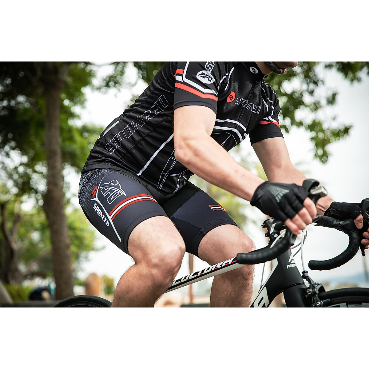 sponeed Men's Cycle Shorts Underwear Printed Quick Dry Bicycle Bike Padded Pant for Riding US XL Multi