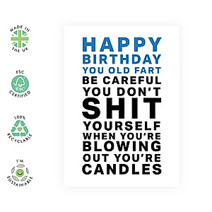 Central 23 funny male birthday cards - Rude Birthday Card For Dad - Husband Wife Him Her - Jokes Banter - 30th 50th 60th - Vegan Ink - Comes With Fun Stickers - Made In The UK