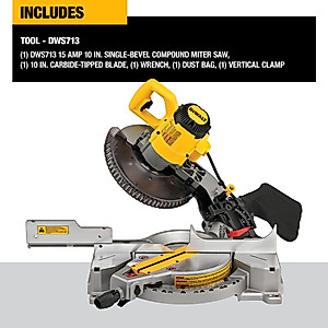 DEWALT Miter Saw, Single Bevel, Compound, 10-Inch, 15-Amp (DWS713)