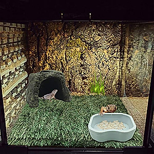 PINVNBY Large Reptile Hideout Cave,Resin Rock Hides Habitat Decor Lizard Box Shelter Tortoise Basking Terrace Pet Terrarium Nest Decoration for Gecko,Spiders,Frogs,Fish,Turtles and Hermit Crabs