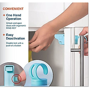 Cabinet Locks for Babies Magnetic (20 Locks 3 Ring Keys) - RovingCove Child Proof Cabinet Latches and Drawer Locks, Child Safety and Baby Proofing Locks, 3M Adhesive Pre-Taped, Ivory White