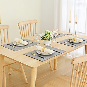 Homaxy Faux Leather Heat Resistant Placemats for Dining Table Set of 6, Waterproof Wipeable Washable PU Table Mats, Easy to Clean Anti-Slip Place Mats, 11.8" x 17", Light Grey