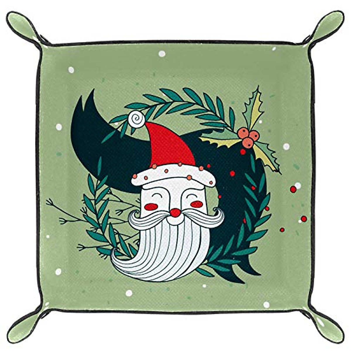 Fashion Santa Valet Tray Leather Bedside Organizer Dice Tray Desk Storage Plate Catchall for Change Jewelry Key Phone Watches