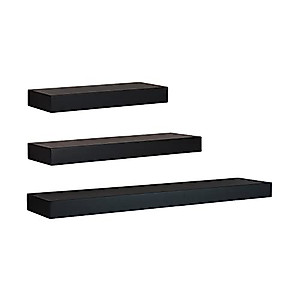kieragrace Modern Floating-Shelves, Pack of 3, Black, 3 Count
