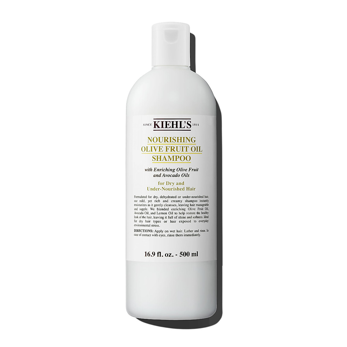 Kiehl's Nourishing Olive Fruit Oil Shampoo, Moisturizing Hair Shampoo for Dry & Damaged Hair, Leaves Hair Soft and Shiny, Restores Shine, with Avocado Oil & Lemon Oil - 16.9 fl oz