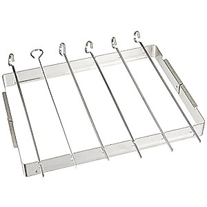 Yukon Glory BBQ Skewer Rack for Grilling Shish Kebob and skewers, Durable Foldable Stainless Steel with 6 Skewers