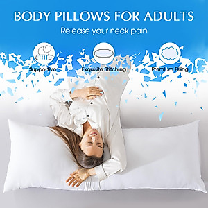 WhatsBedding Memory Foam Body Pillow - Cooling Full Body Pillows for Adults - Soft Long Pillow for Bed - 20x54 Inches, White