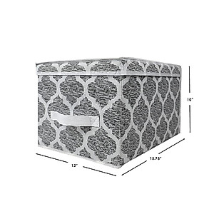 Home Basics Arabesque Non-woven Closet Storage (1, Large) | Label Window for Organizing | Store in Closet or Shelf | Collapsible When Not in Use