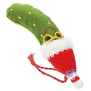 ABOOFAN Felt Banana Ornament Cartoon Fruit Hanging Decoration Creative Decorative Food Pendant Decorative Stuffed Animal Doll with Knit Santa Hat Charm for Car Xmas Tree C