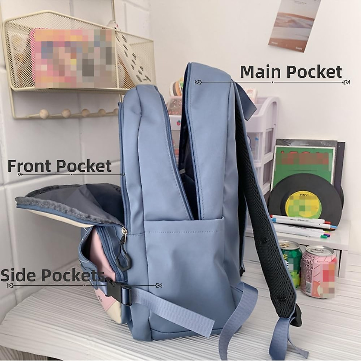 Zesenko Aesthetic Kawaii Back to School Bookbag Large Capacity Backpack for Teen Girls with Cute Pendant Daypack (pink)