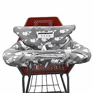 Twin Double Shopping Cart Cover for Baby Siblings with Carrying Case. Fit Wholesale Warehouse Grocery Stores Like Costco SAMS Club (White Elephant)
