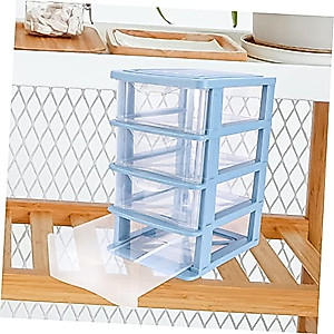 OHPHCALL 1pc Box Shelf Storage Box Makeup Drawer Organizer Kitchen Office Storage Cabinet Organizer Drawer Storage Clear Shelves Units De Clothes Dresser Makeup Storage Case Plastic Pp Blue