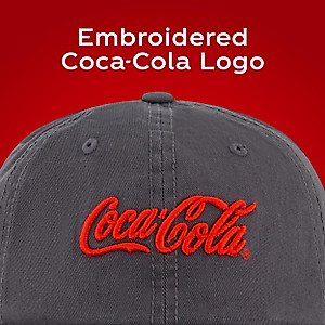 Coca Cola Dad Hat, Logo Cotton Adjustable Baseball Cap with Curved Brim and Bottle Opener, Grey, One Size