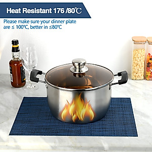 SLKQG Navy Blue Placemats Set of 4 - Easy Clean Washable Vinyl Placemats - Wipeable Heat Resistant Table Mats for Dining Table - 17x12 Inch (Navy Blue, 4)