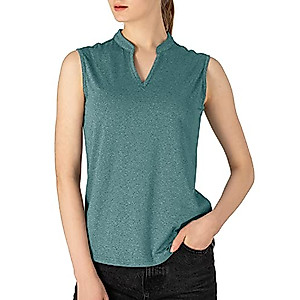 Rdruko Women's Golf Polo Sleeveless Lightweight Quick Dry Workout Tank Tops(Blackish Green, US M)