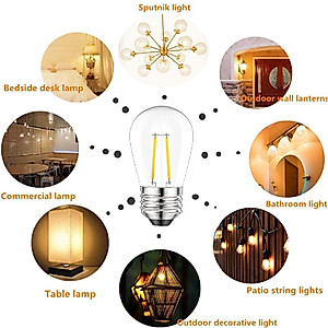 Svater 15 Pack 2W S14 Replacement LED Bulbs for Outdoor String Light, Dimmable Plastic Vintage Edison Bulb Lights, E26 Base,IP65 Waterproof, Warm White 2700K