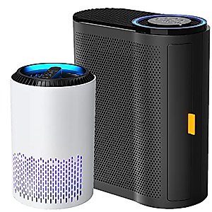 AROEVE Air Purifiers(MK01-White) with Sleep Mode Speed Control and Air Purifiers(MK04-Black) with Air Quality Sensors Combo for Dust, Pet Dander, Smoke, Pollen for Bedroom and Office