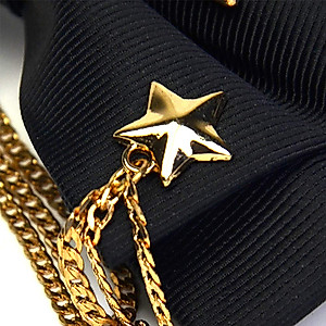 Manoble Men's Adjustable Bow tie Gold Metal Wings Chain Two Layer Neck Bowtie