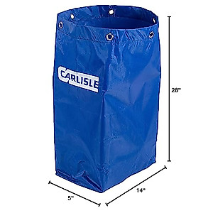Carlisle FoodService Products JC194614 Blue 25 Gallon Rip Stop Nylon Replacement Bag for JC1945 Janitorial Cart
